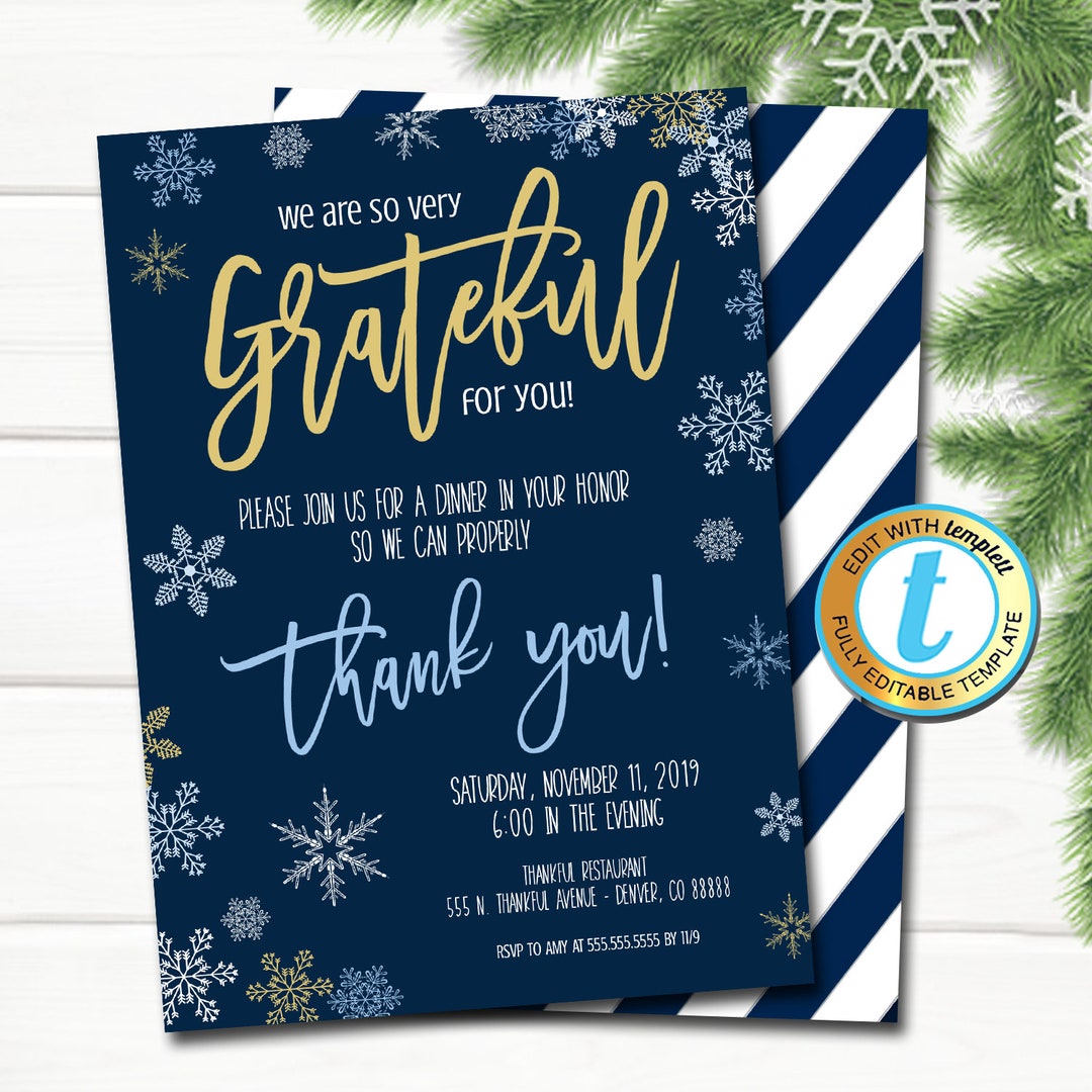 Holiday Appreciation Invitation, Corporate Party Grateful for You ...