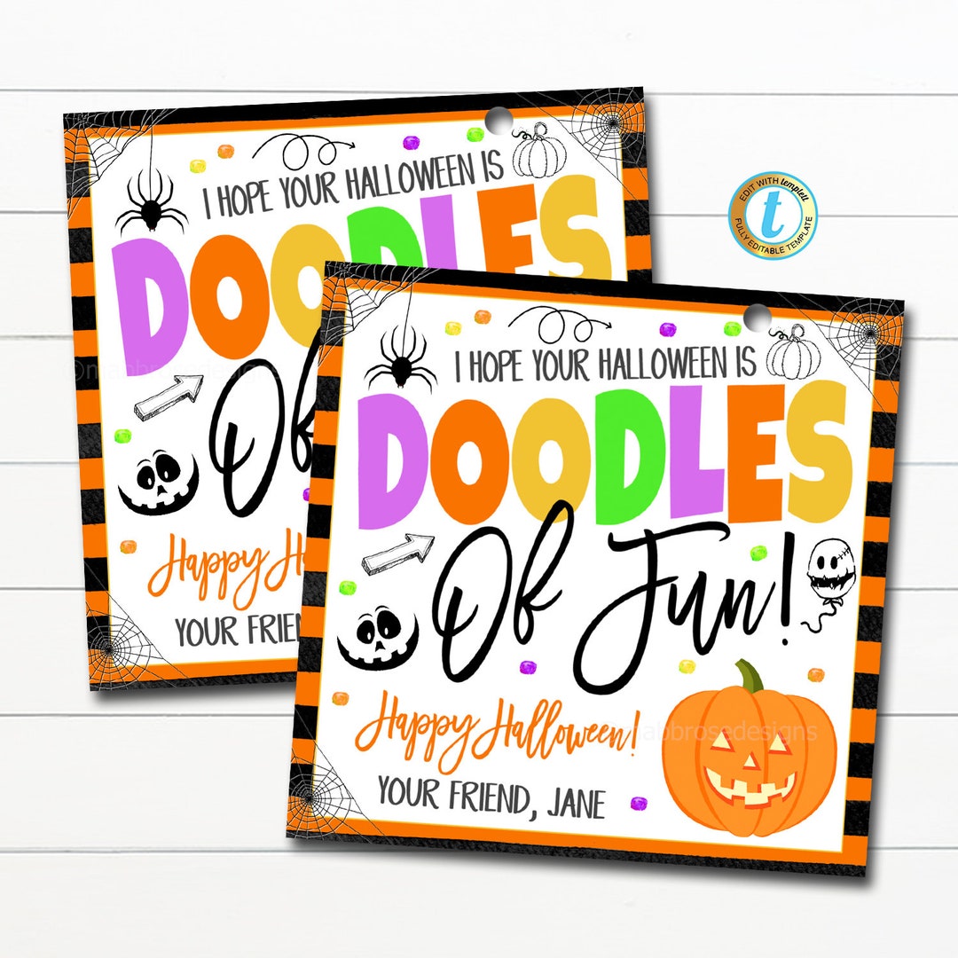 Halloween Gift Tags, Hope Your Halloween is Doodles of Fun, Friendship ...