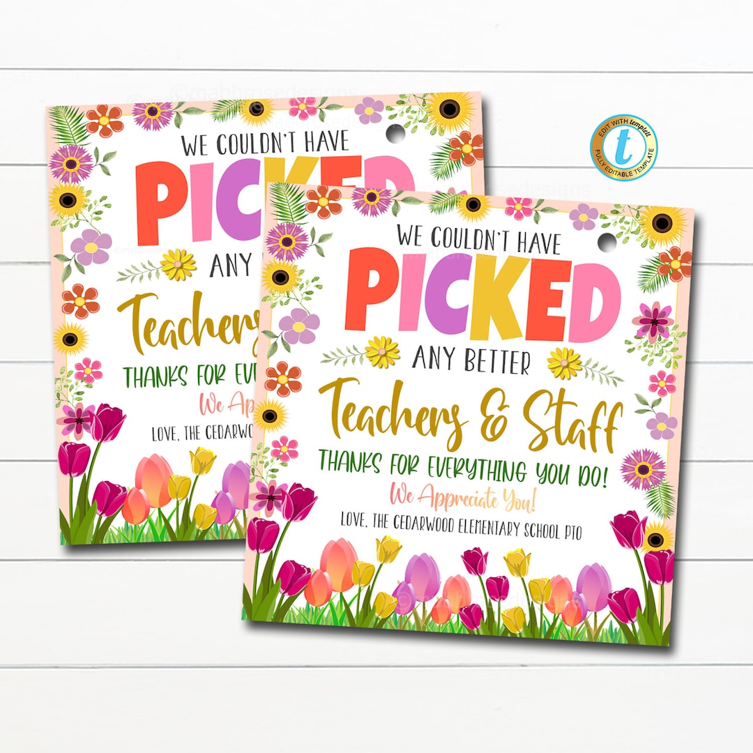 Teacher Gift Tags, Floral Couldn't Have Picked a Better Teacher ...