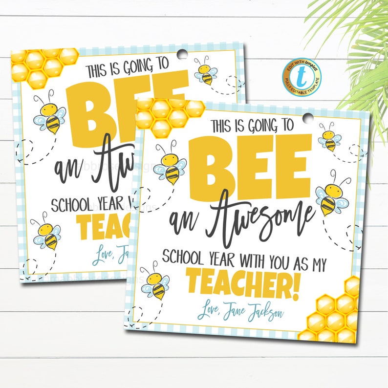 Bee Teacher First Day of School Gift Tag This School Year - Etsy
