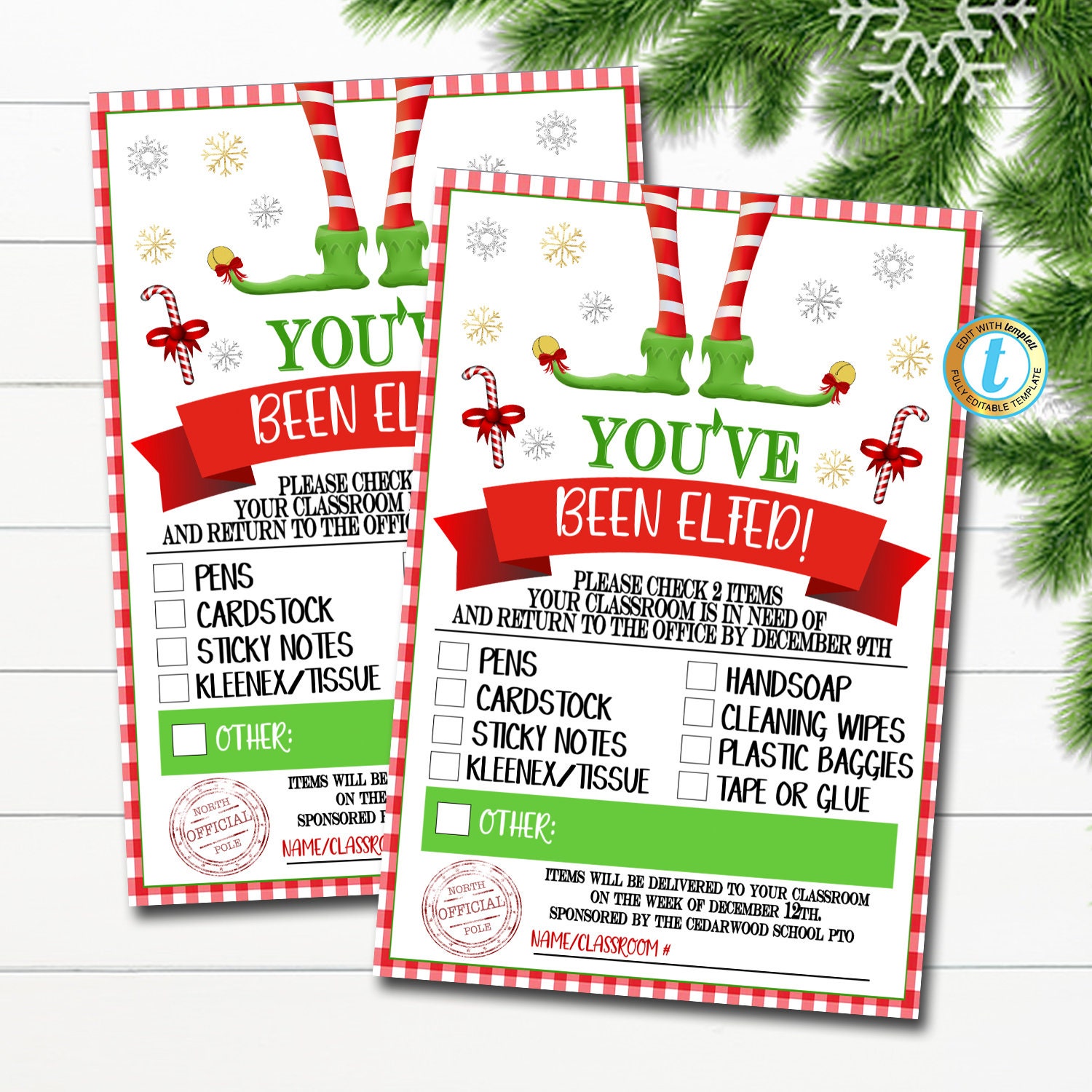 Classroom You've Been Elfed Printable, Christmas Teacher Appreciation ...