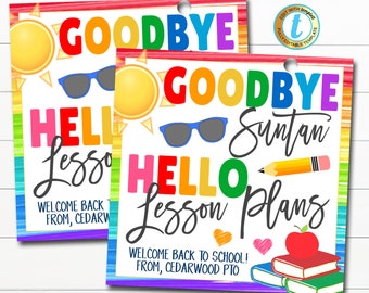 Back to School Teacher Gift Tag Goodbye Suntan Hello Lesson - Etsy