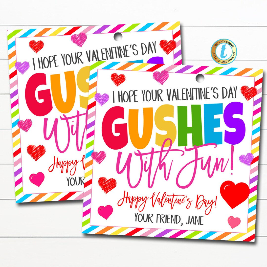 Valentine Gift Tags, Hope Your Valentine's Day Gushes With Fun! Rainbow ...