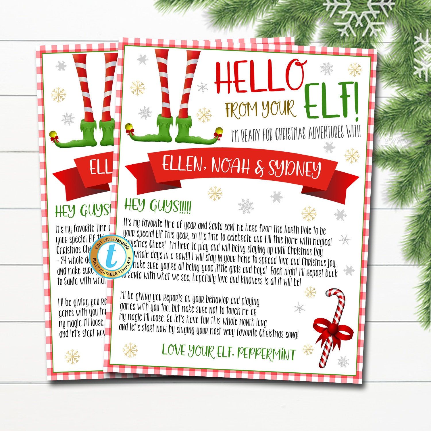 Elf Letter Set, Hello From Your Elf, Goodbye From the Elf Arrival ...