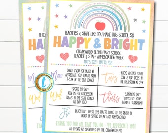 EDITABLE Teacher Appreciation Week Itinerary, Make This School so ...