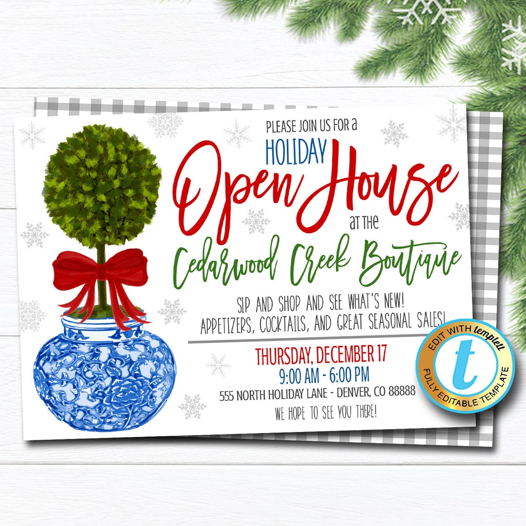 Holiday Open House Invitation, Christmas Boutique Shopping Event Ginger ...