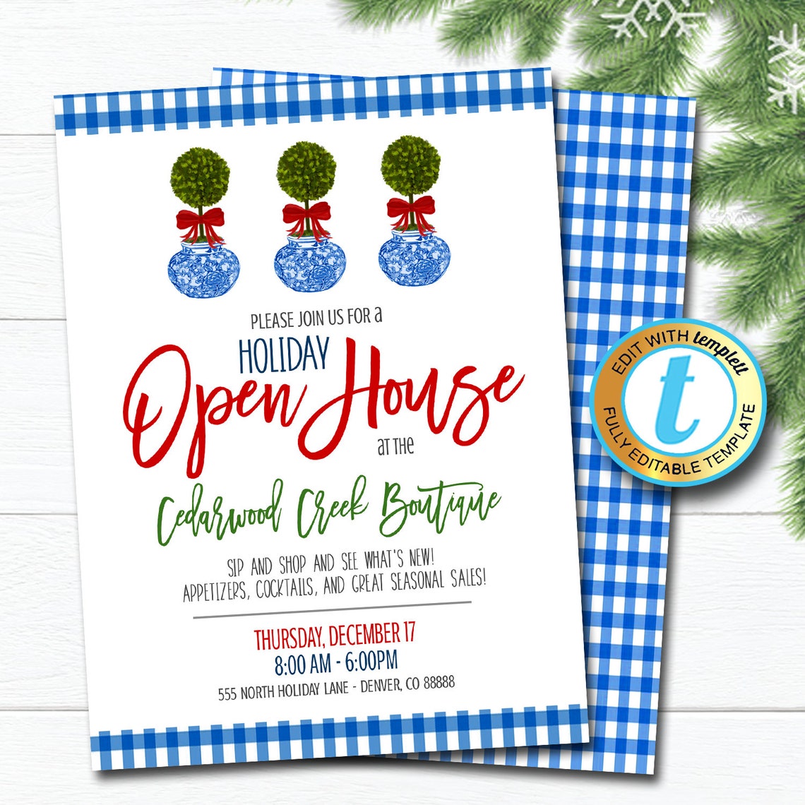 Holiday Open House Invitation Christmas Boutique Shopping - Etsy