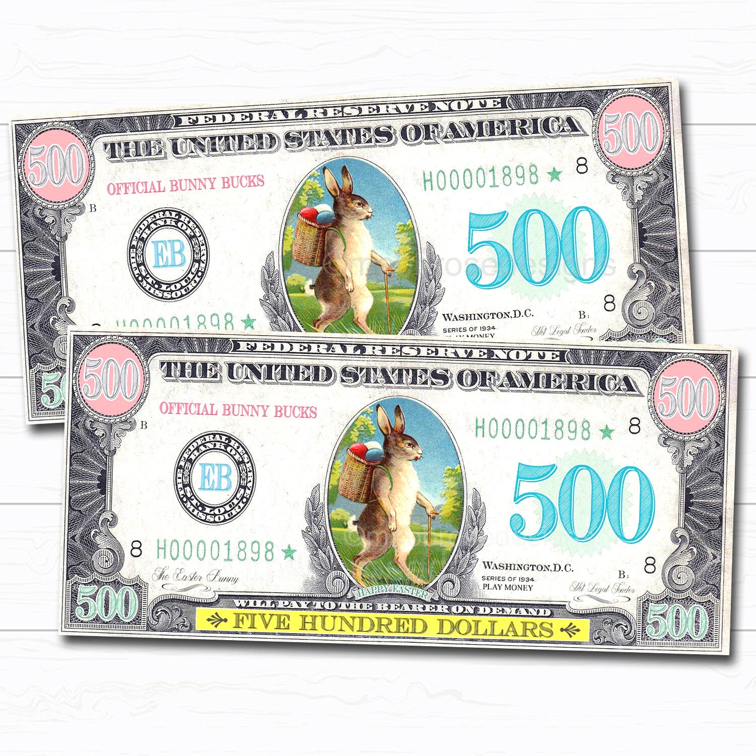 Printable Easter Bunny Money, Play Bunny Bucks, Easter Bunny Dollar ...