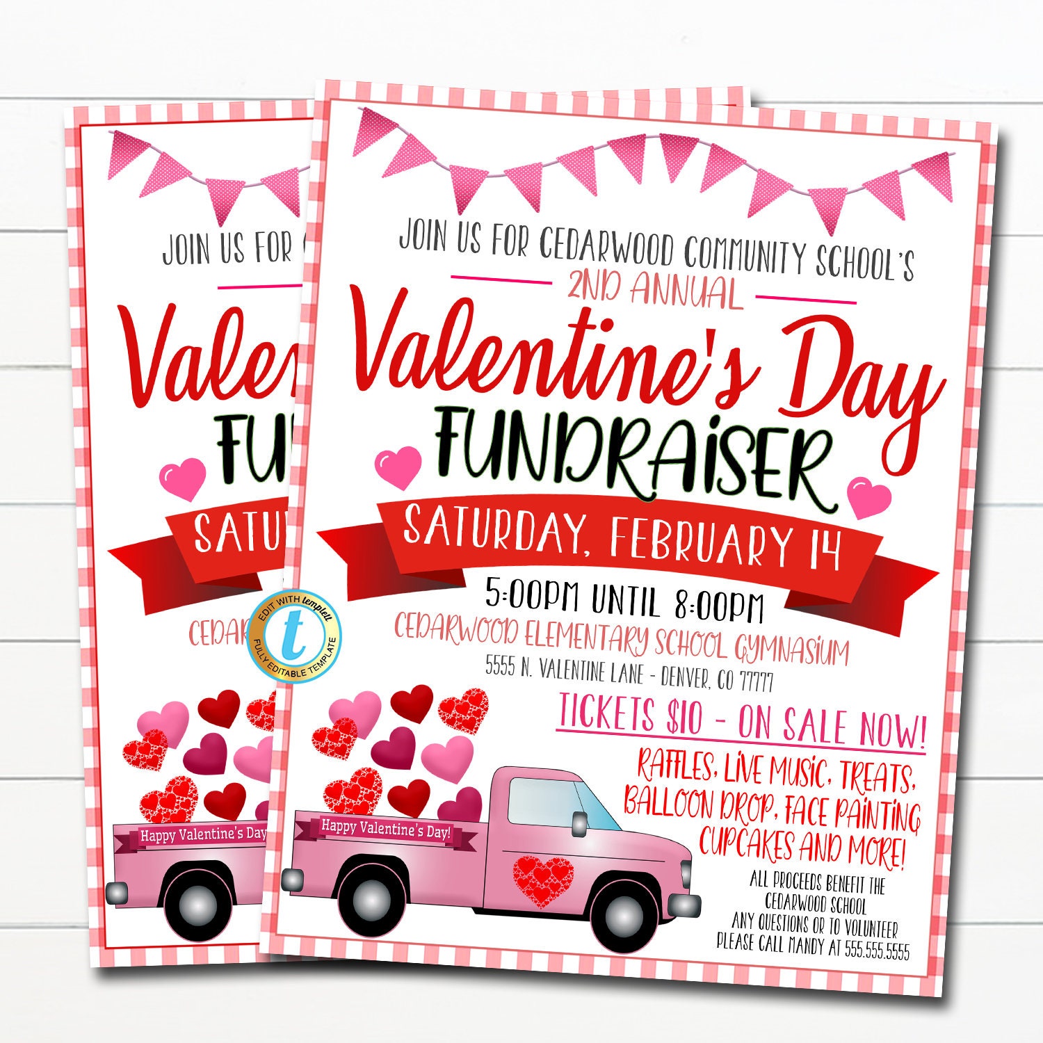Valentine's Day Fundraiser Flyer, Valentine Class Party Invite, Church ...
