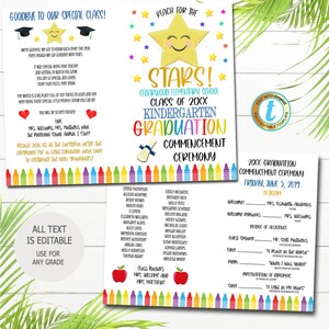 Graduation Ceremony Program Template Kindergarten, Any Grade Elementary ...