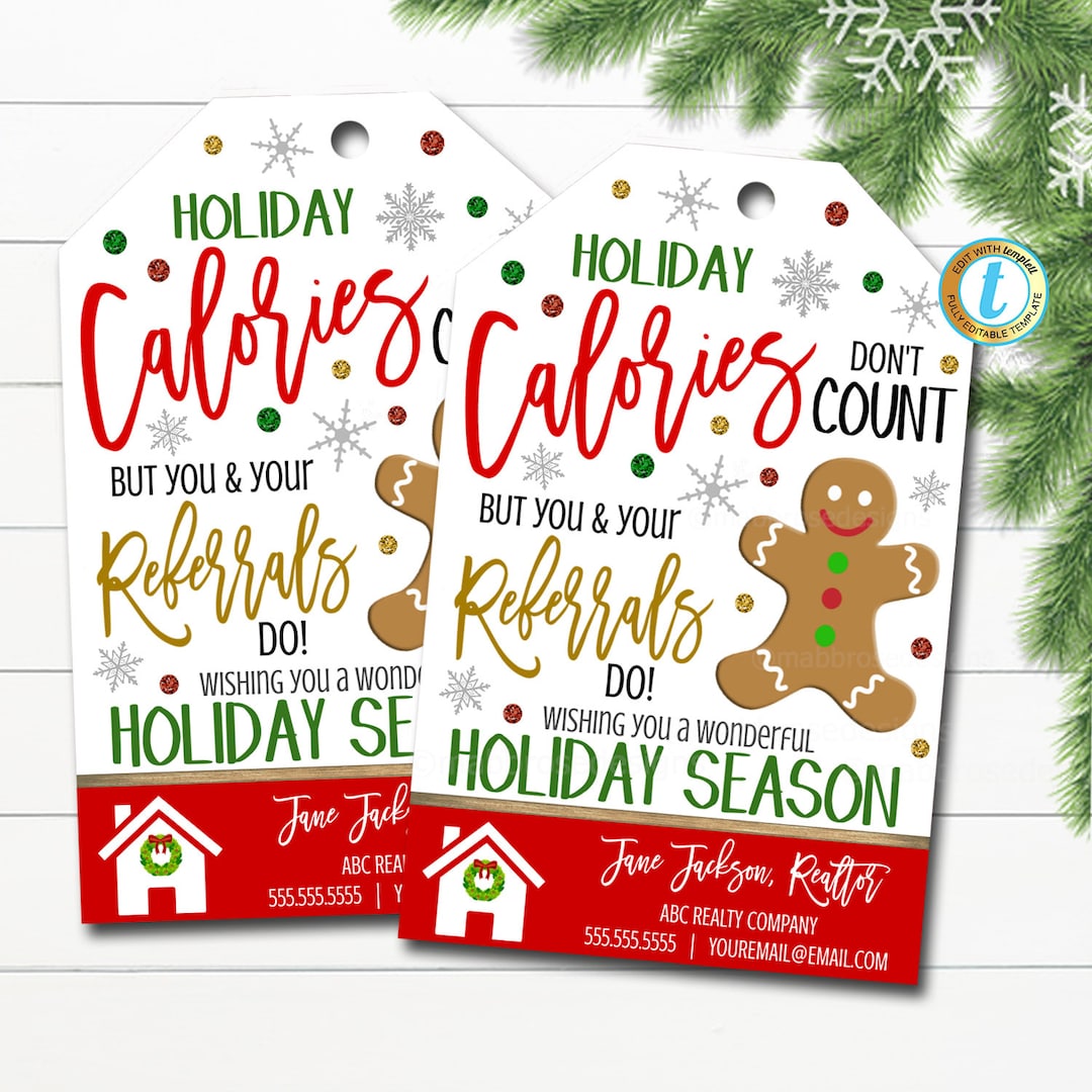 Christmas Realtor Pop by Gift Tags, Holiday Calories Don't Count but ...