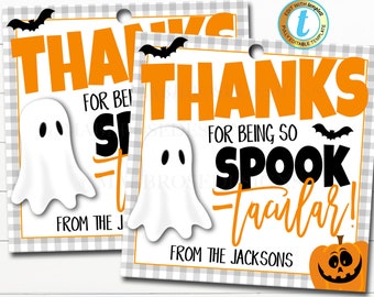 Editable Halloween Gift Tags, Fall Appreciation Tags, Thanks for Being ...