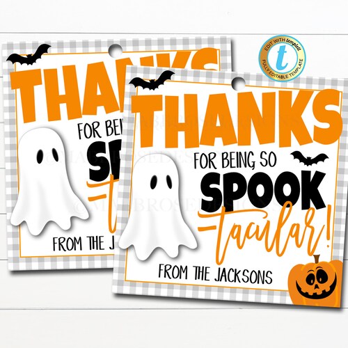Halloween Gift Tags Fall Appreciation Favor Tags Thanks for - Etsy
