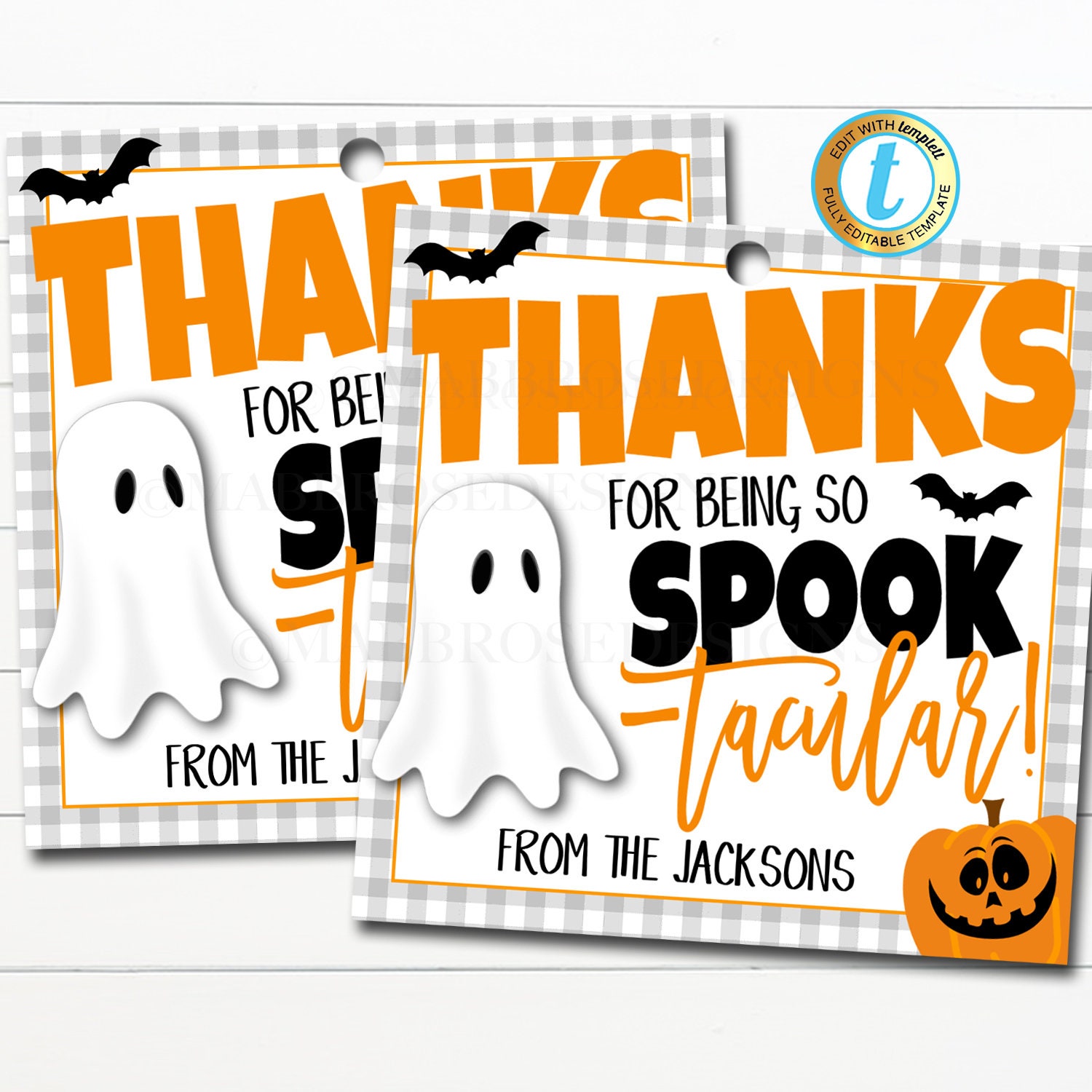 Halloween Gift Tags Fall Appreciation Favor Tags Thanks for - Etsy