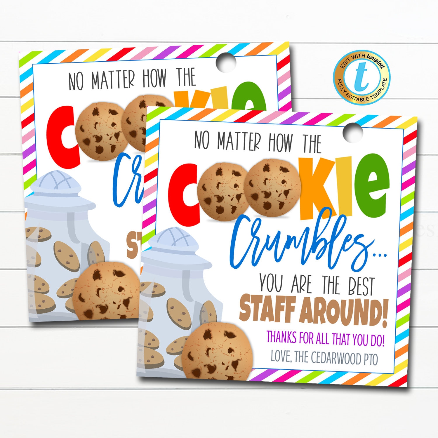 Buy Cookie Thank You Gift Tags, Appreciation Week Teacher Staff Nurse ...