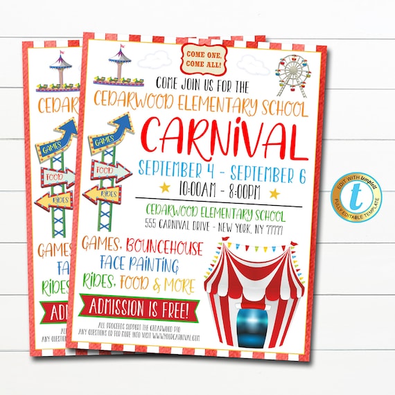 EDITABLE Carnival Flyer Printable PTA PTO Flyer School - Etsy India