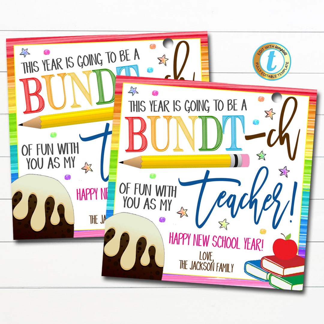 Back to School Teacher Bundt Cake Gift Tag, Bundtch of Fun With You as ...