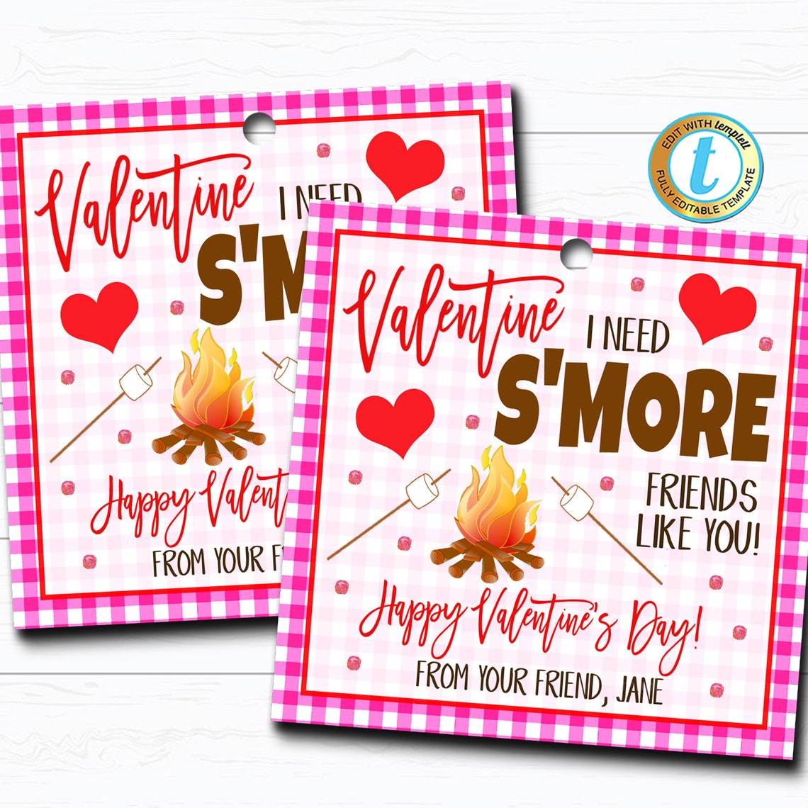 Valentines S'mores Gift Tag Valentine Friend Gift Teacher | Etsy