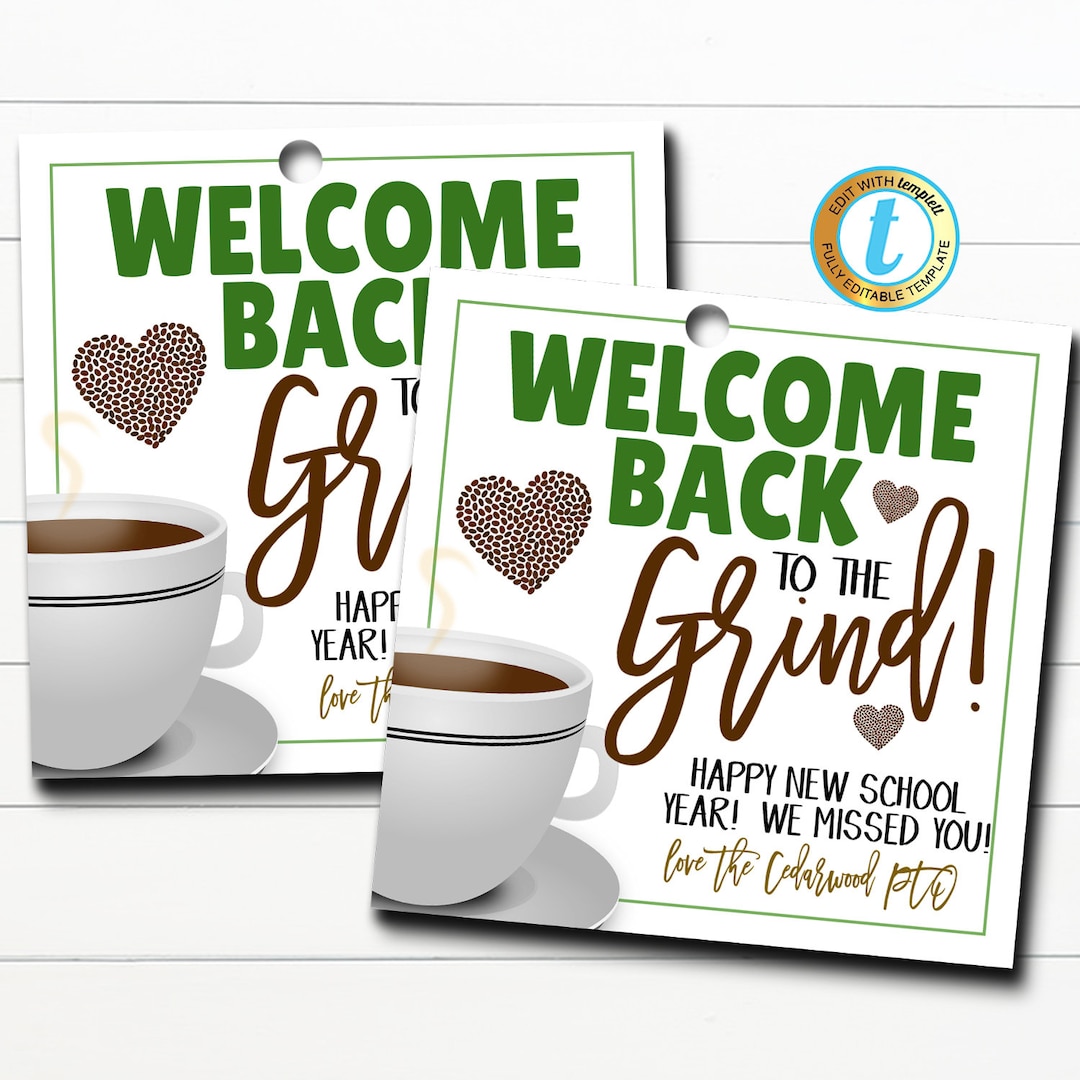 Welcome Back to the Grind Coffee Gift Tag, Teacher Staff Student New ...