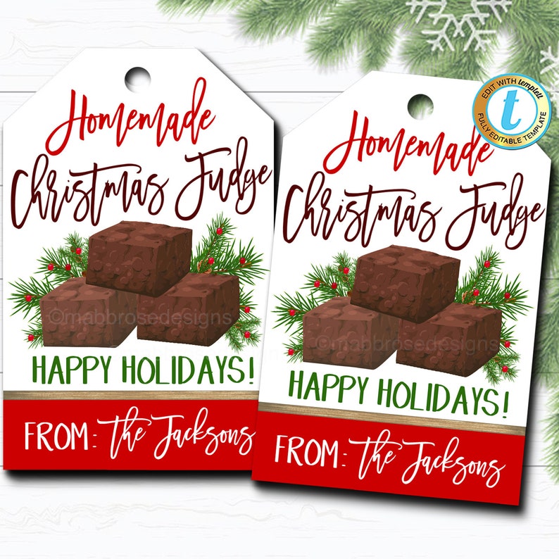 Christmas Gift Tags, Chocolate Fudge, Holiday Candy Homemade Bakery ...
