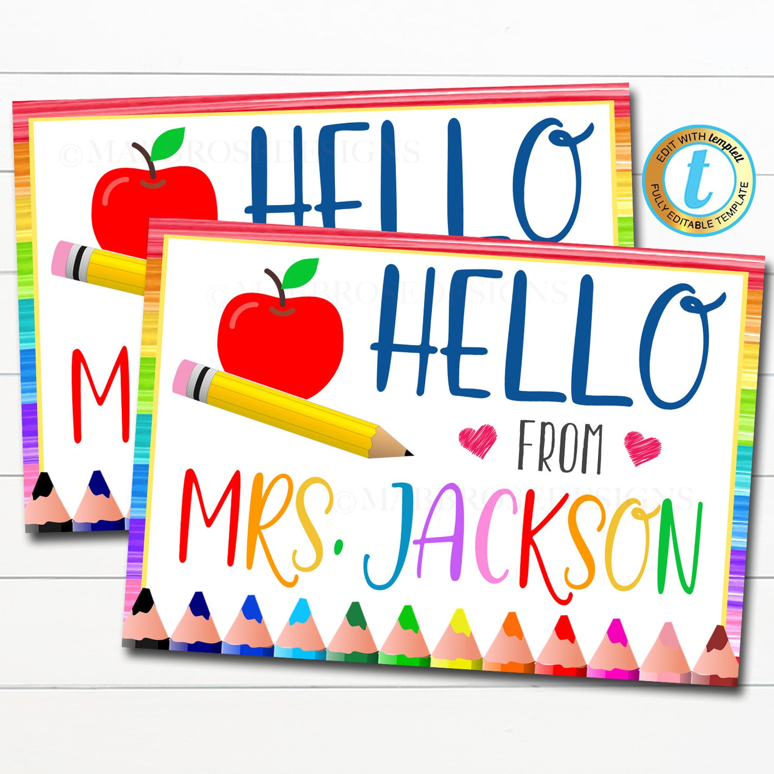 Teacher Postcard to Students Printable Hello From the Teacher - Etsy