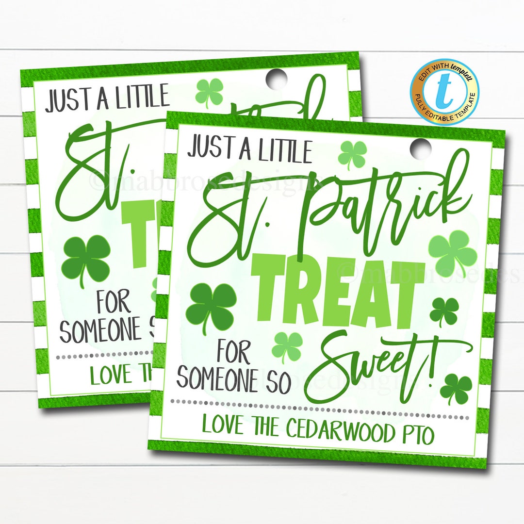 St. Patrick's Day Gift Tags, A Treat for Someone so Sweet, Teacher ...