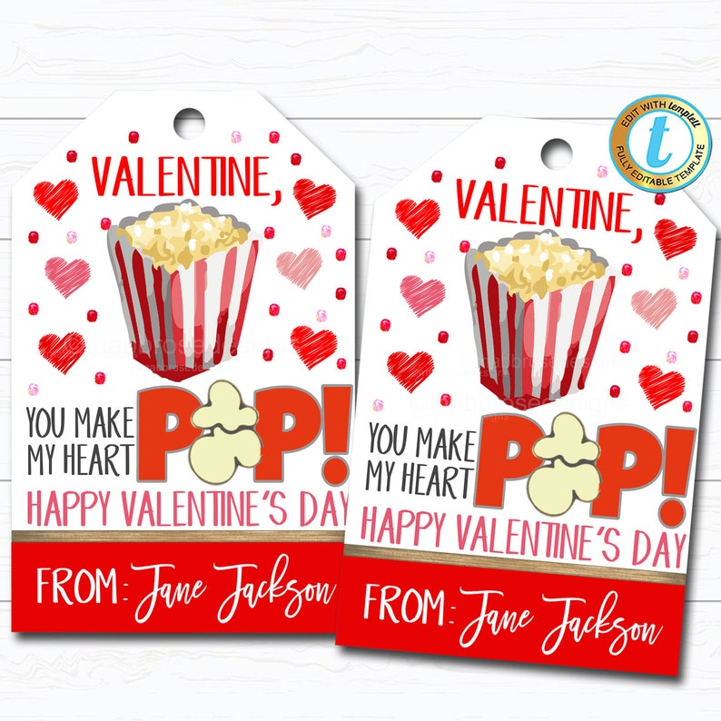 Valentine Popcorn Tags You Make My Heart Pop Valentine Gift - Etsy