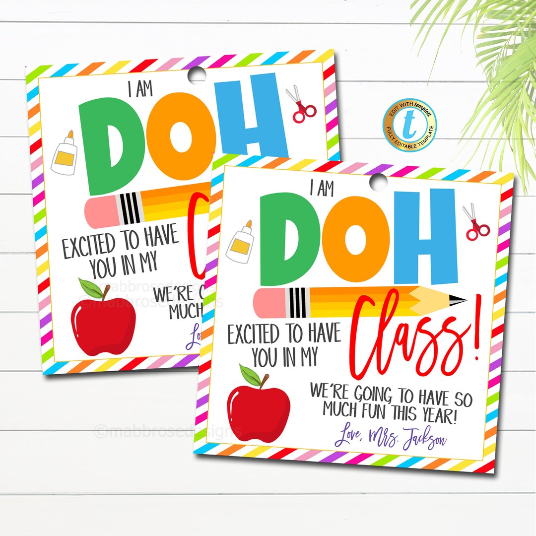 Play Dough Gift Tag, Kindergarten Gift Tag, Teacher Back to School ...