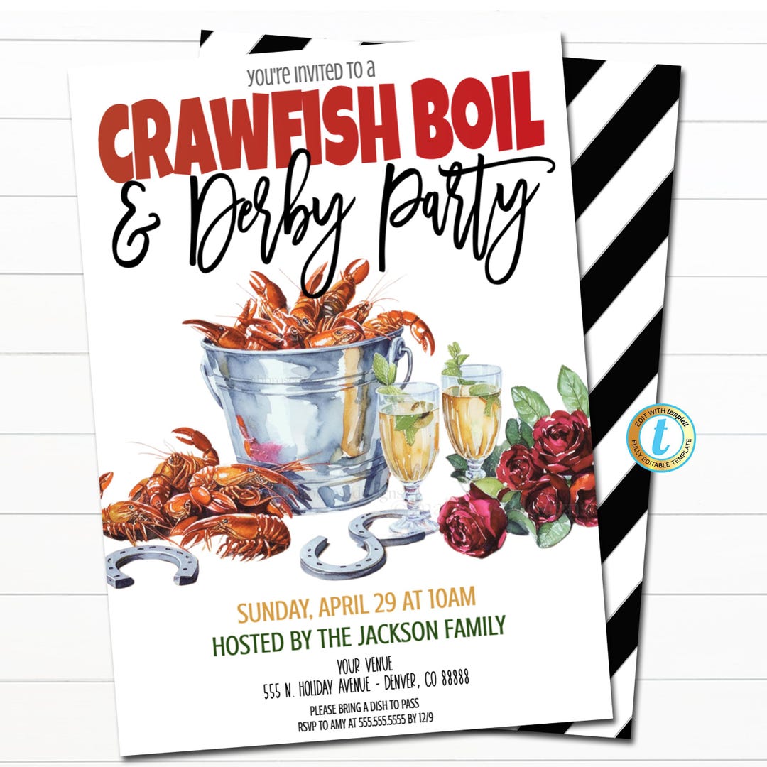 Crawfish Boil Derby Party Invitation, Horse Race Party Crawfish Boil ...