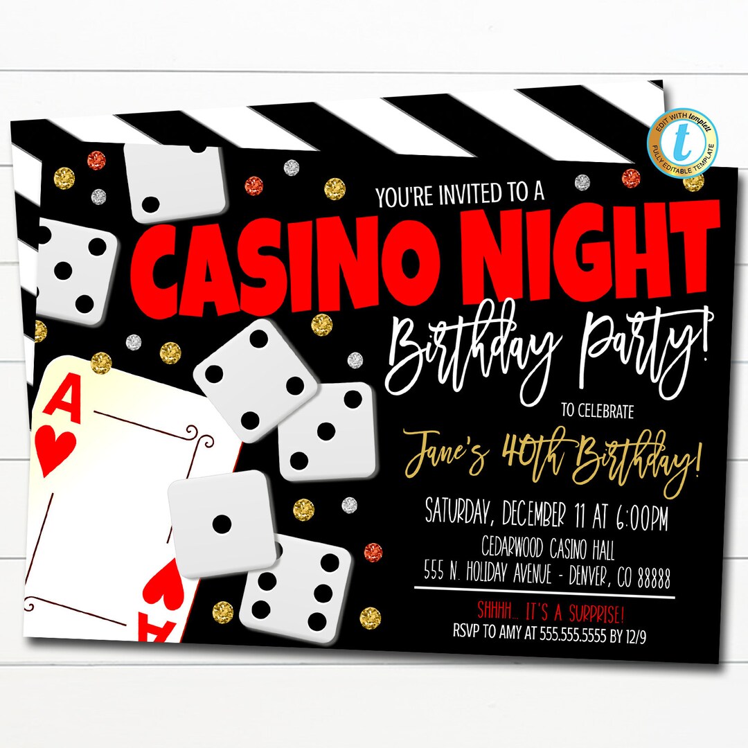 Casino Night Party Invitation, Adult Surprise Birthday Invite, Poker ...