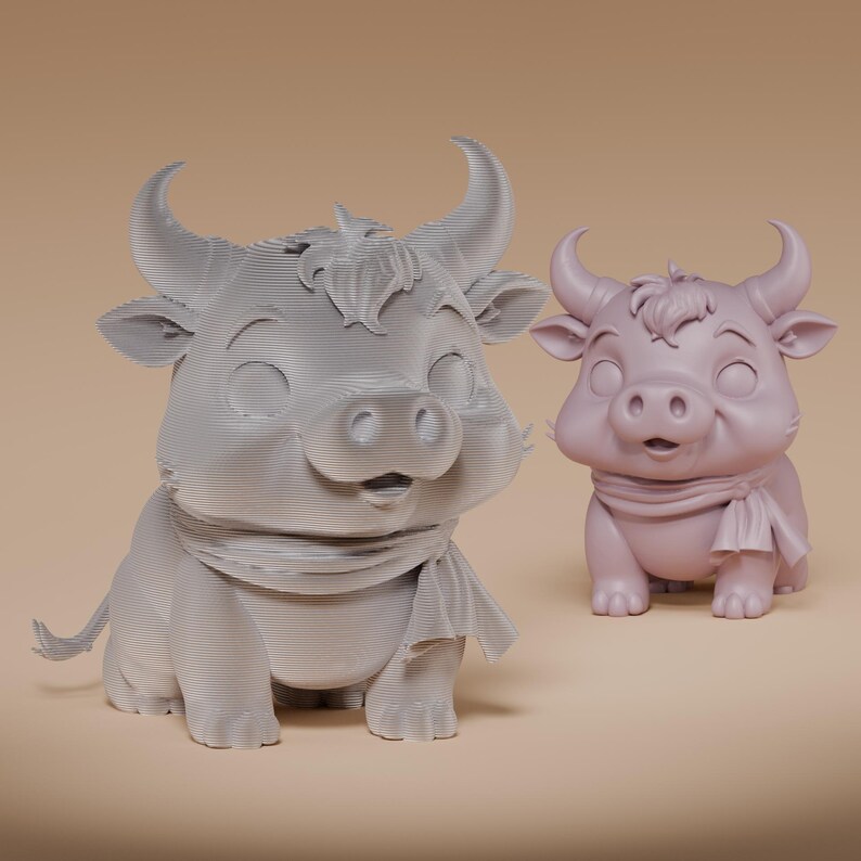 Cute 3D Printable Cow STL Digital Download - Chibi Cow Model for 3D ...
