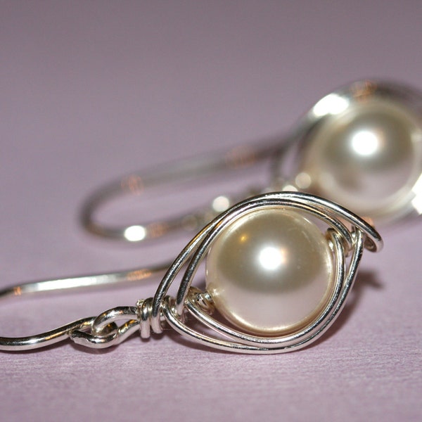Silver Pearl Earrings - Etsy