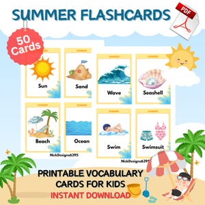 50 Summer Flashcards for Kids – Printable Vocabulary Cards for Toddlers ...