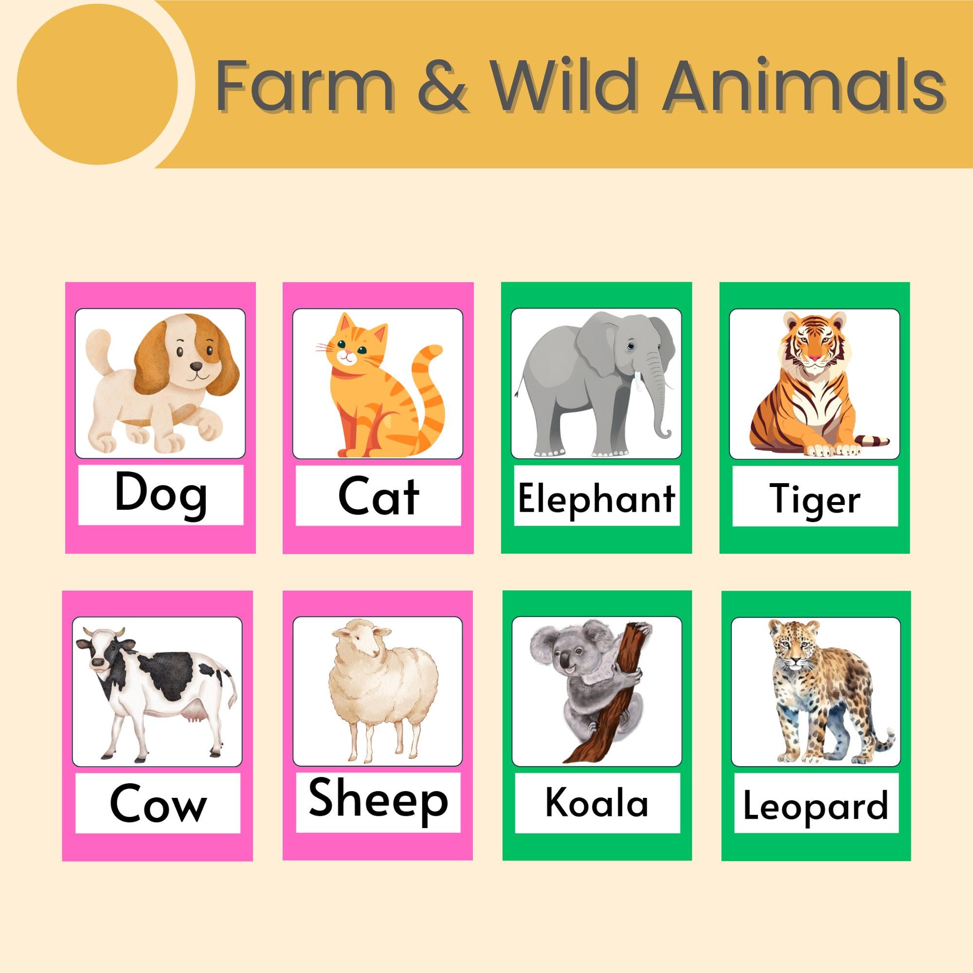 100 Animal Flashcards for Kids – Printable Vocabulary Cards | Preschool ...