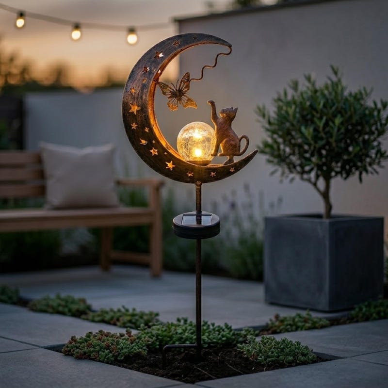 Solar Cat Outdoor Statues - Etsy