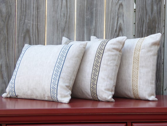 Greek Key Linen Pillow Cover - Etsy