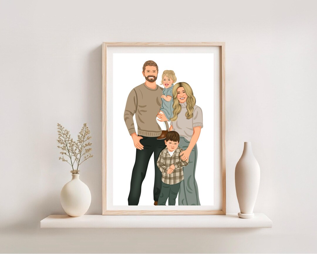 Custom Family Portrait: Personalized Faceless Illustration, Cartoon ...