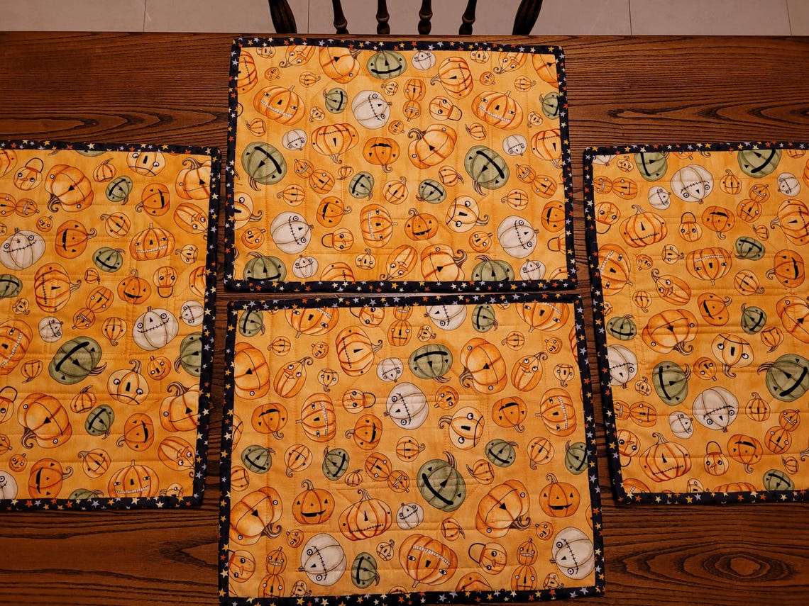 Halloween Placemats, Halloween Handmade Quilted Placemats, Fall ...