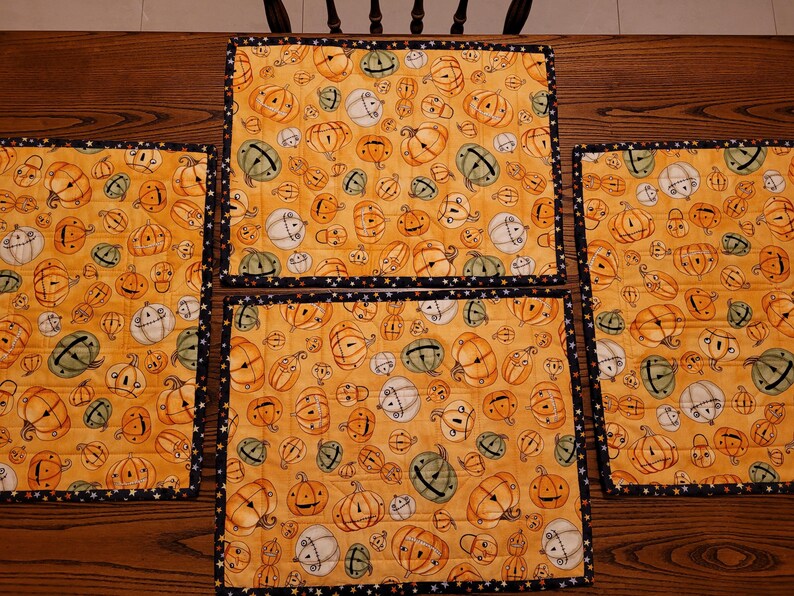 Halloween Placemats, Halloween Handmade Quilted Placemats, Fall ...