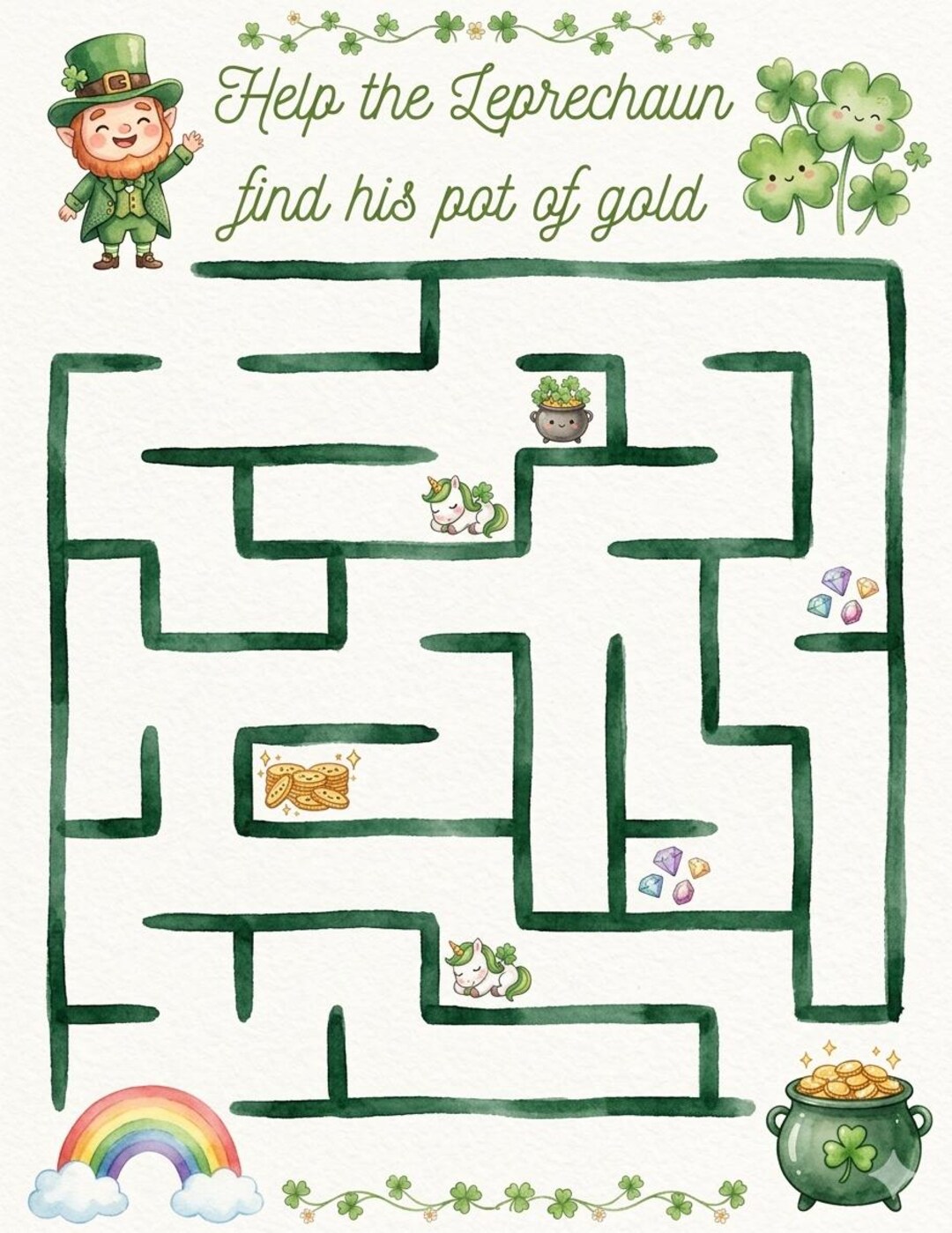 St Patrick's Day Leprechaun/pot of Gold Maze - Etsy