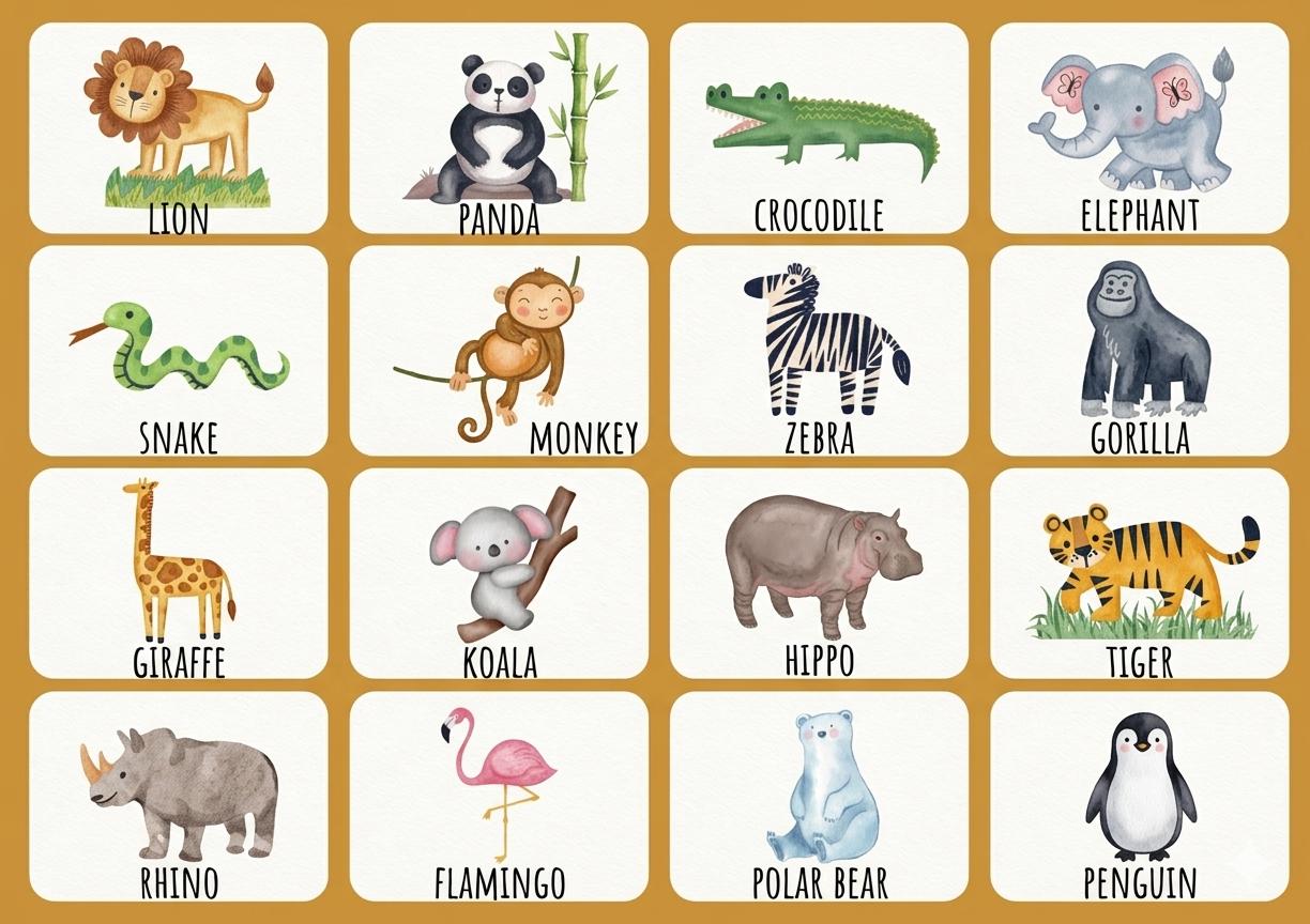Zoo Animal Flashcards - Etsy