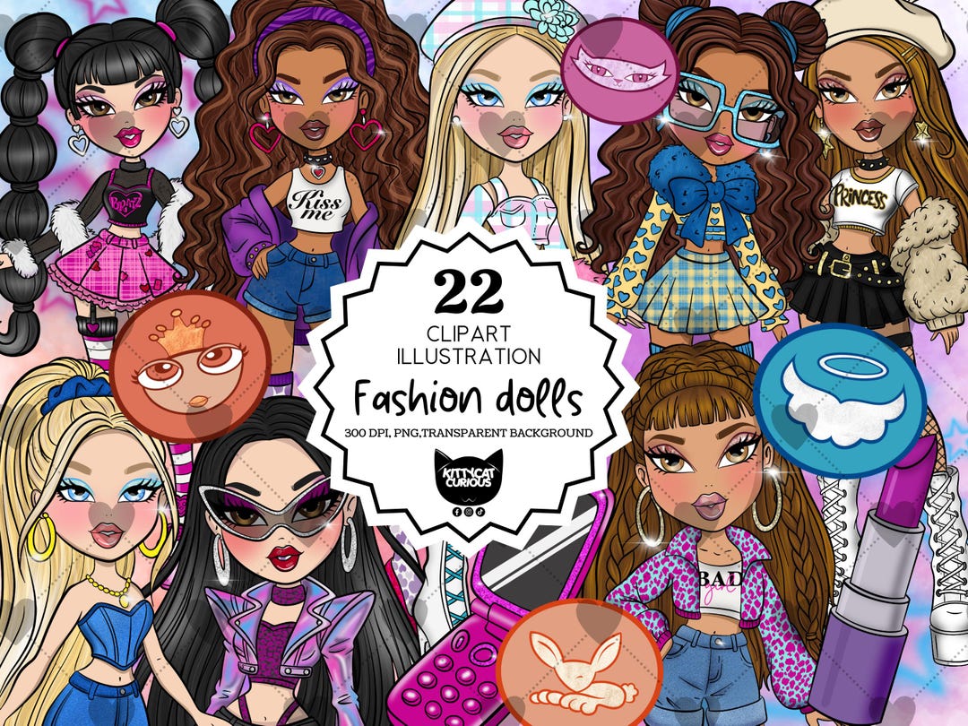 Y2K Glam Fashion Dolls Clipart – 22 PNG Trendy Girls, 2000s Aesthetic ...