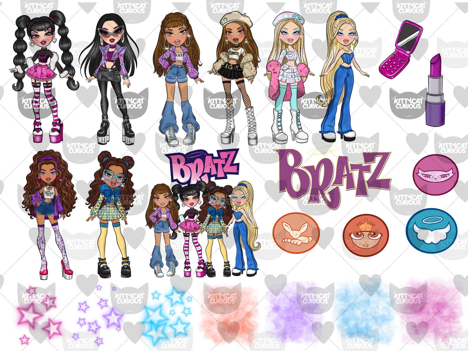Y2K Glam Fashion Dolls Clipart – 22 PNG Trendy Girls, 2000s Aesthetic ...
