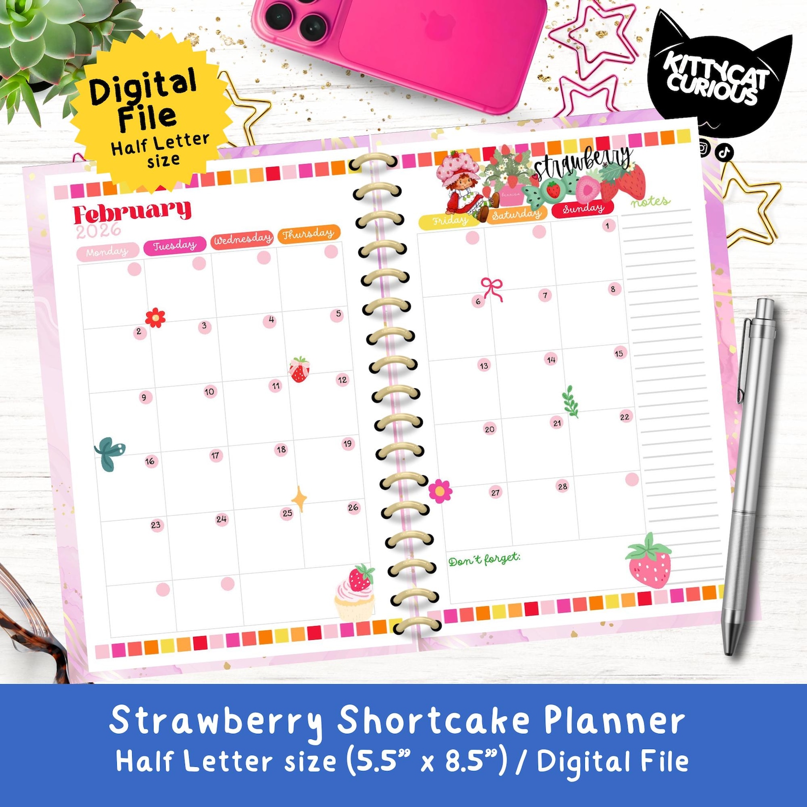 Strawberry Shortcake Digital Planner – Half Letter (5.5” X 8.5 ...