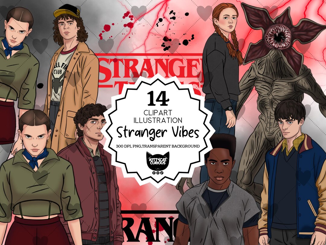 Clipart com vibe retrô de Stranger Things – 14 PNGs 1200×3000 px ...