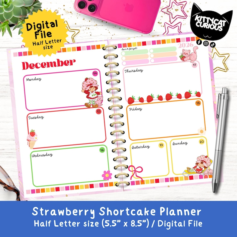 Strawberry Shortcake Digital Planner – Half Letter (5.5” X 8.5 ...