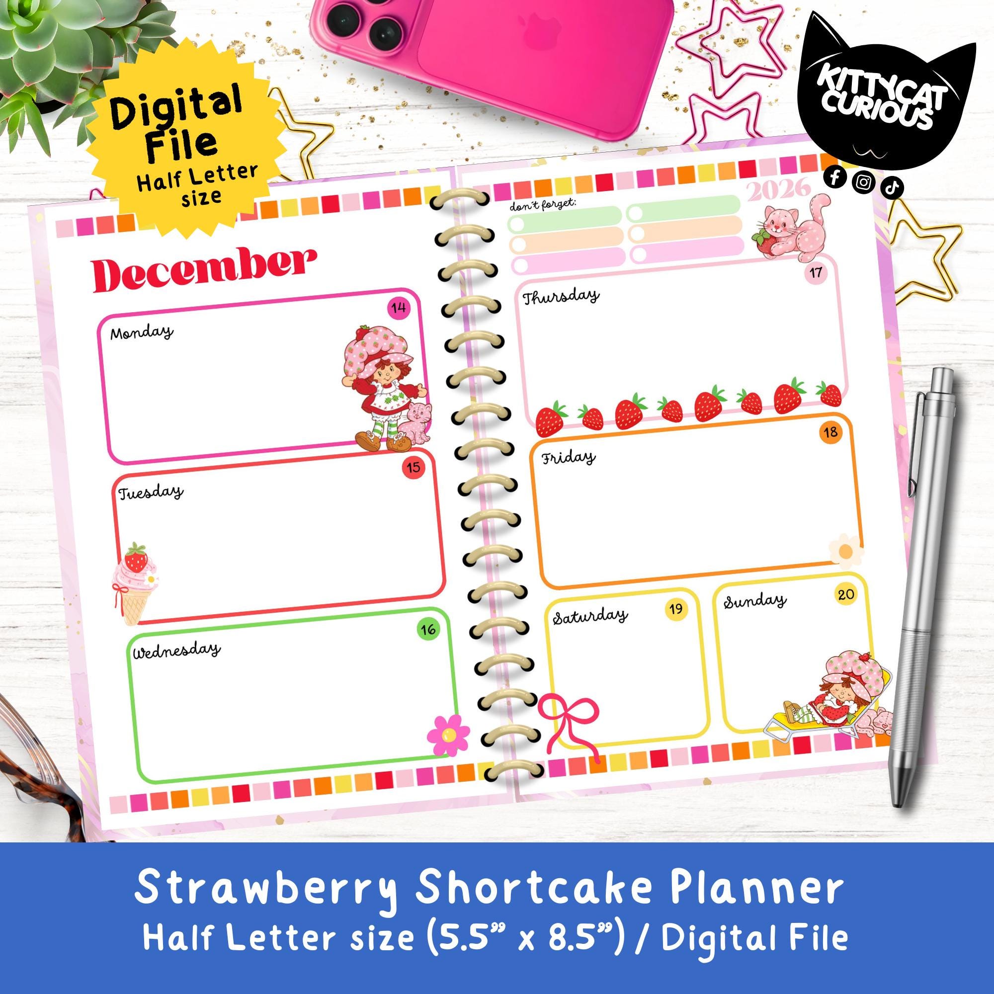 Strawberry Shortcake Digital Planner – Half Letter (5.5” X 8.5 ...