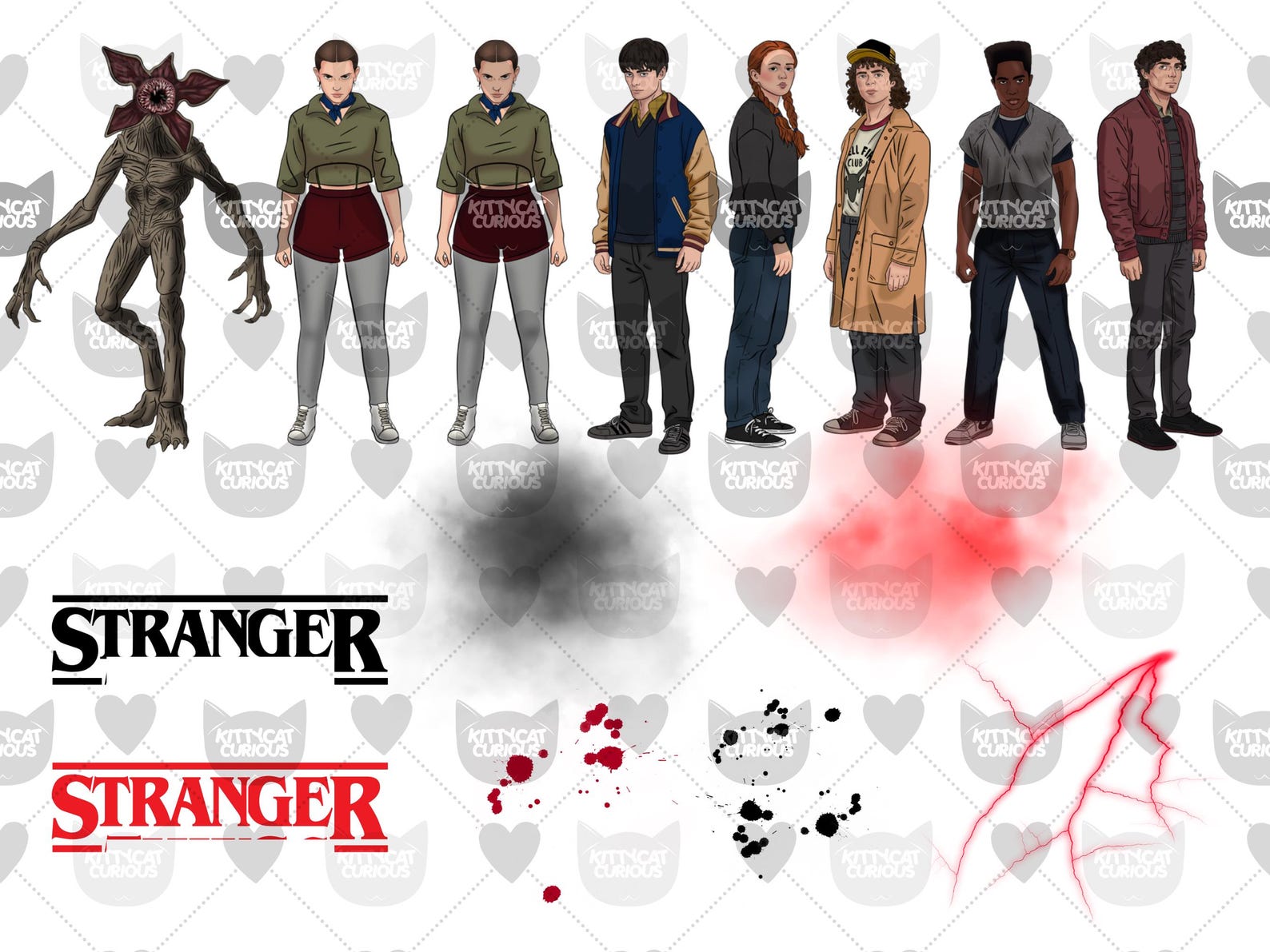 Clipart com vibe retrô de Stranger Things – 14 PNGs 1200×3000 px ...