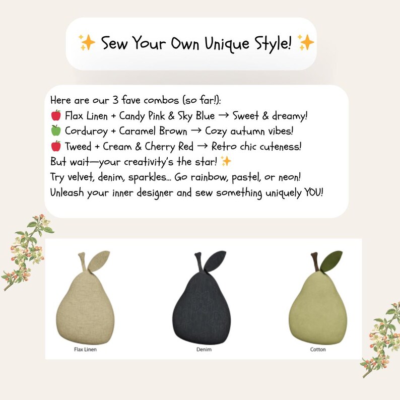 Pear Sewing Pattern Pdf丨stuffed Fruit Pal Digital Download - Etsy