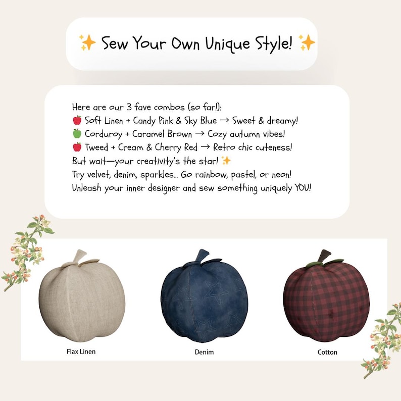 Easy DIY Apple丨stuffed Fruits丨pdf Sewing Pattern &tutorial 丨fabric Toy丨 ...